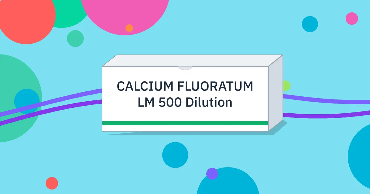Symbolbild: Packung mit der Aufschrift CALCIUM FLUORATUM LM 500 Dilution (PZN 16813395) – Verfügbarkeit und Bezug in Apotheken in Frankfurt am Main