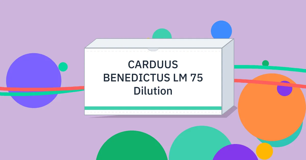 Symbolbild: Packung mit der Aufschrift CARDUUS BENEDICTUS LM 75 Dilution (PZN 13430357) – Verfügbarkeit und Bezug in Apotheken in Frankfurt am Main