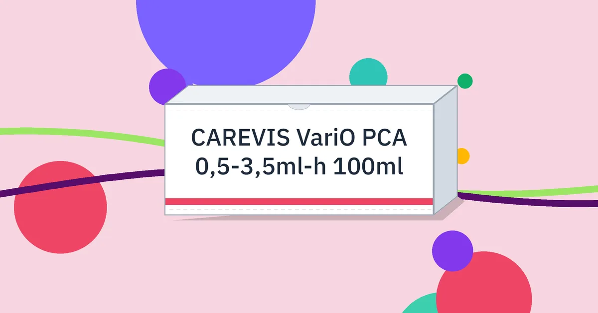 Symbolbild: Packung mit der Aufschrift CAREVIS VariO PCA 0,5-3,5ml-h 100ml (PZN 19505760) – Verfügbarkeit und Bezug in Apotheken in Frankfurt am Main