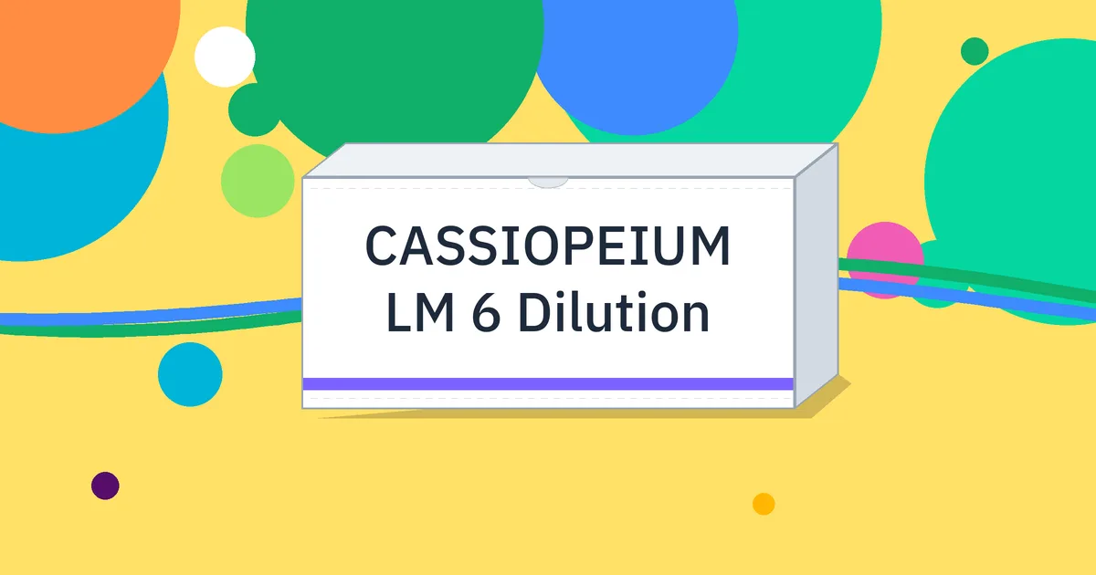 Symbolbild: Packung mit der Aufschrift CASSIOPEIUM LM 6 Dilution (PZN 13433775) – Verfügbarkeit und Bezug in Apotheken in Frankfurt am Main