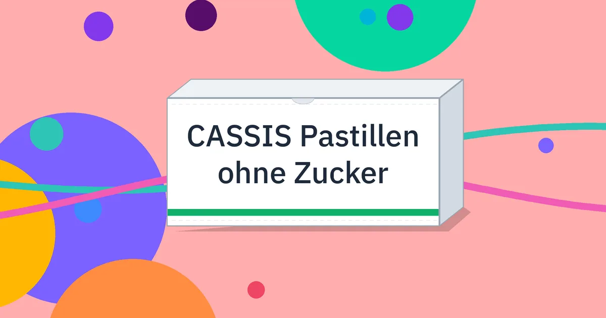 Symbolbild: Packung mit der Aufschrift CASSIS Pastillen ohne Zucker (PZN 03528026) – Verfügbarkeit und Bezug in Apotheken in Frankfurt am Main