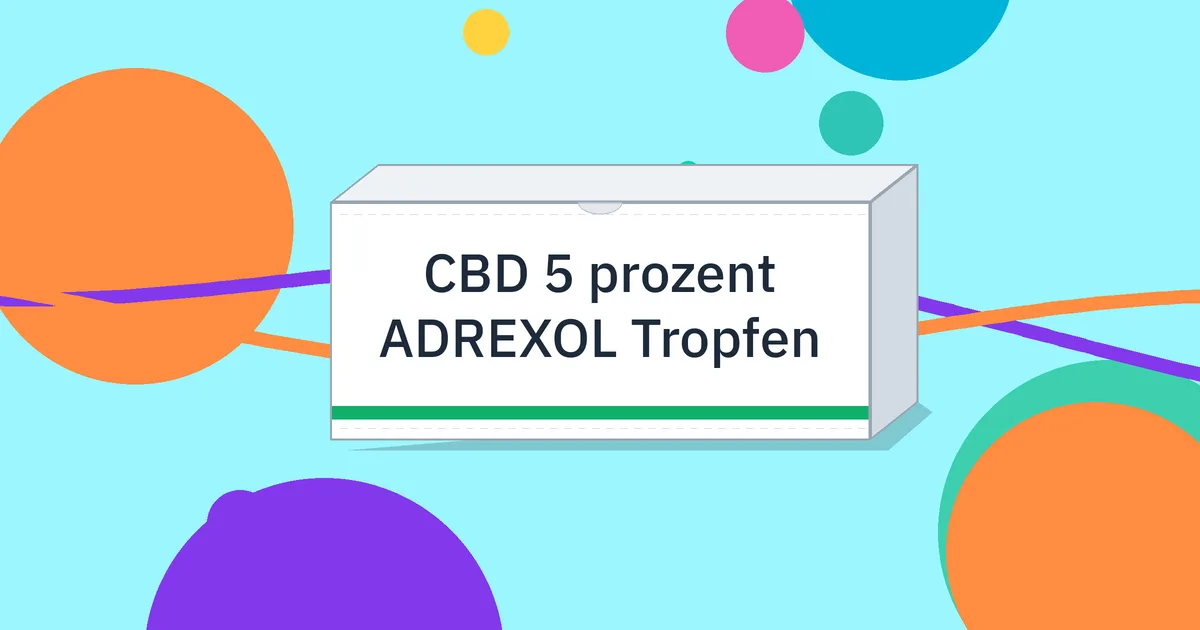 Symbolbild: Packung mit der Aufschrift CBD 5 prozent ADREXOL Tropfen (PZN 15562181) – Verfügbarkeit und Bezug in Apotheken in Frankfurt am Main