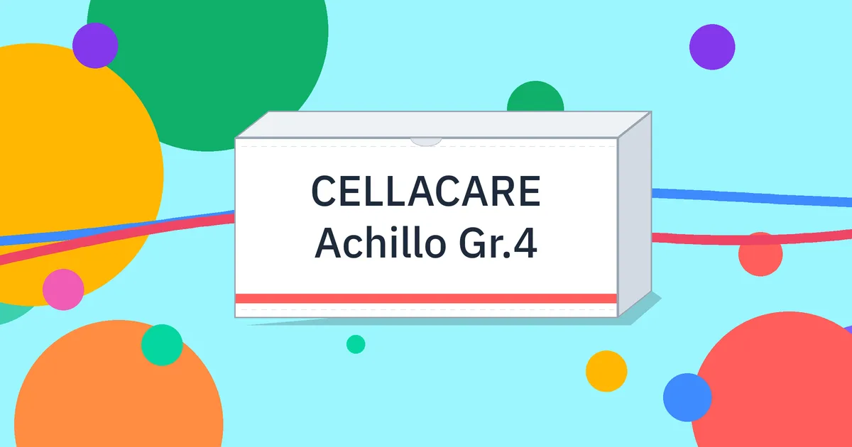 Symbolbild: Packung mit der Aufschrift CELLACARE Achillo Gr.4 (PZN 00853725) – Verfügbarkeit und Bezug in Apotheken in Frankfurt am Main