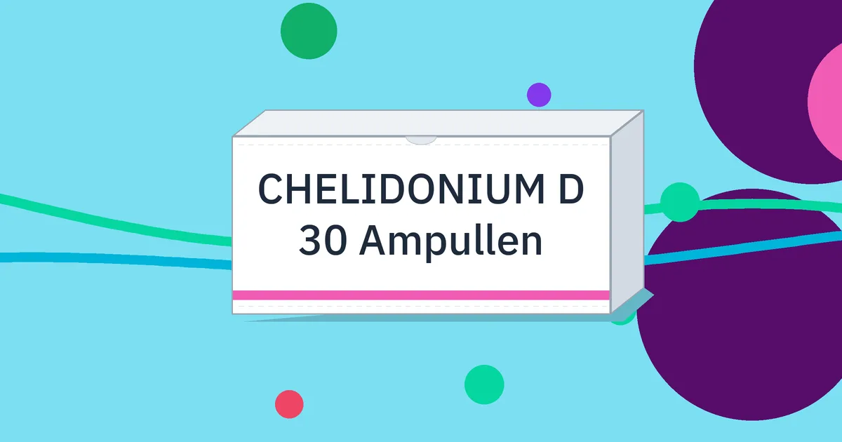 Symbolbild: Packung mit der Aufschrift CHELIDONIUM D 30 Ampullen (PZN 11705146) – Verfügbarkeit und Bezug in Apotheken in Frankfurt am Main