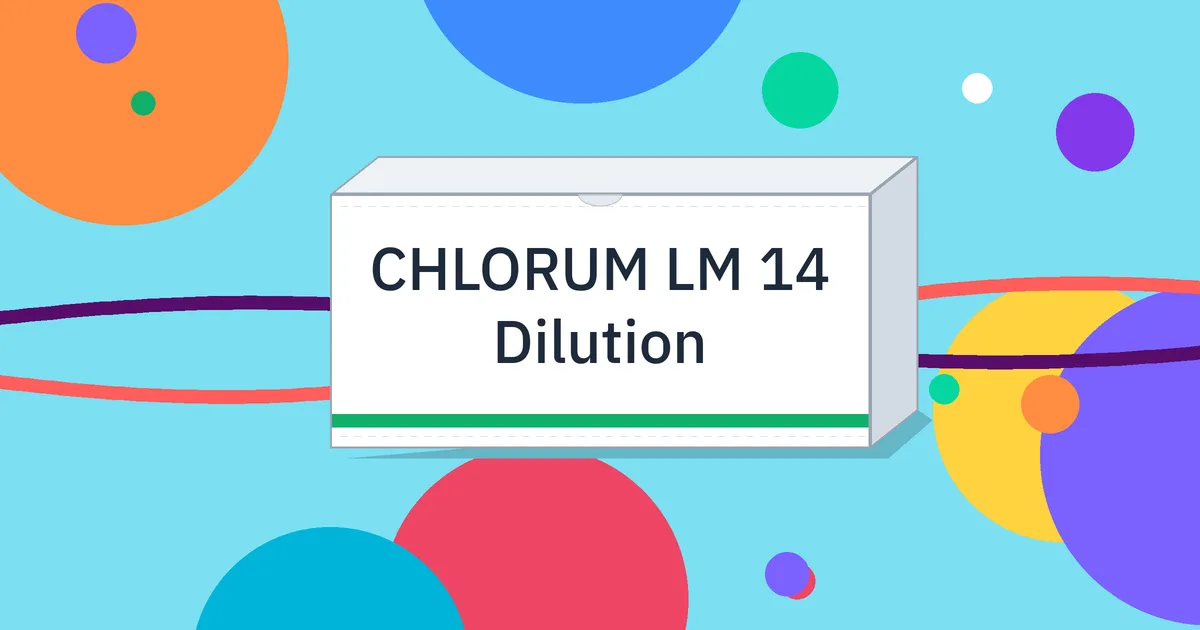 Symbolbild: Packung mit der Aufschrift CHLORUM LM 14 Dilution (PZN 12816474) – Verfügbarkeit und Bezug in Apotheken in Frankfurt am Main