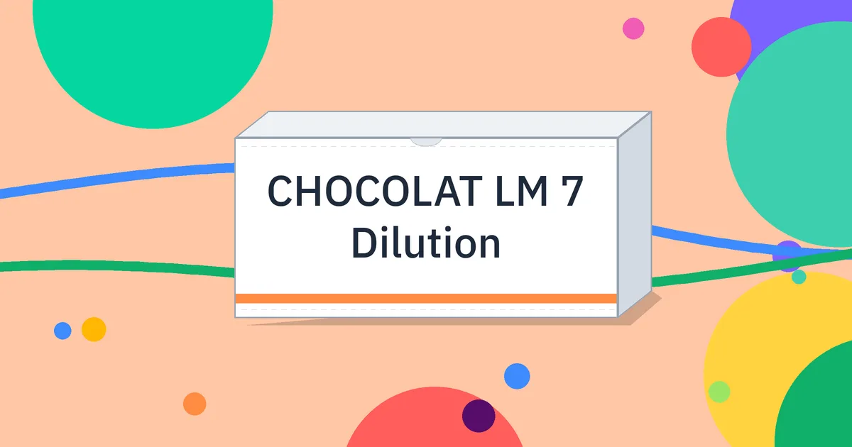 Symbolbild: Packung mit der Aufschrift CHOCOLAT LM 7 Dilution (PZN 12816830) – Verfügbarkeit und Bezug in Apotheken in Frankfurt am Main