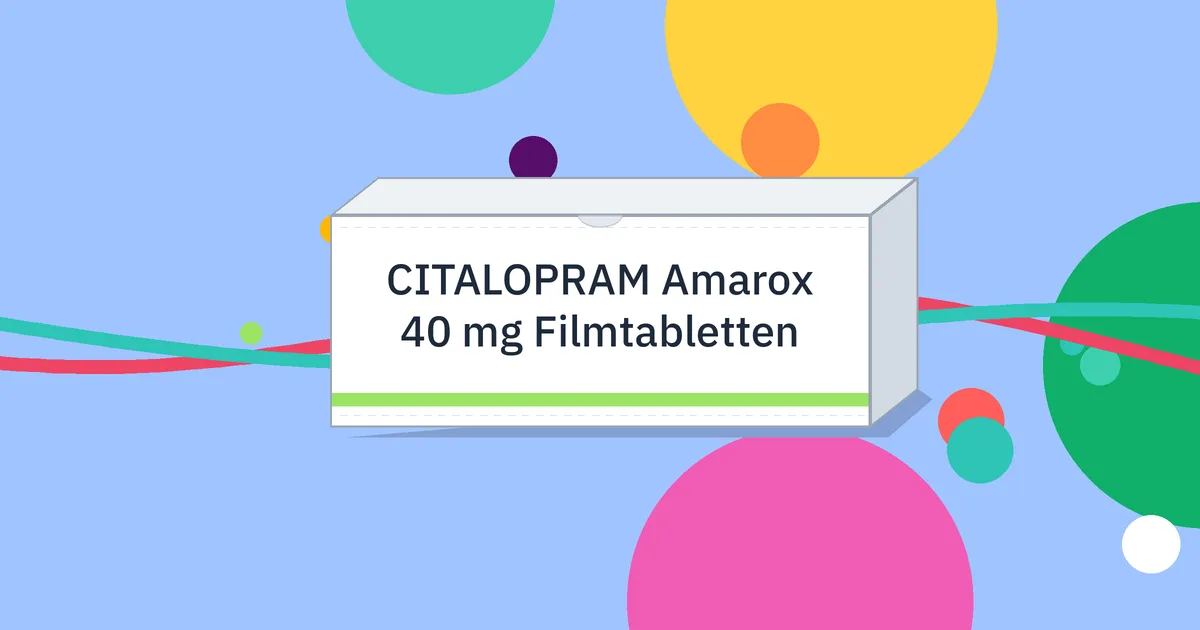 Symbolbild: Packung mit der Aufschrift CITALOPRAM Amarox 40 mg Filmtabletten (PZN 17907589) – Verfügbarkeit und Bezug in Apotheken in Frankfurt am Main