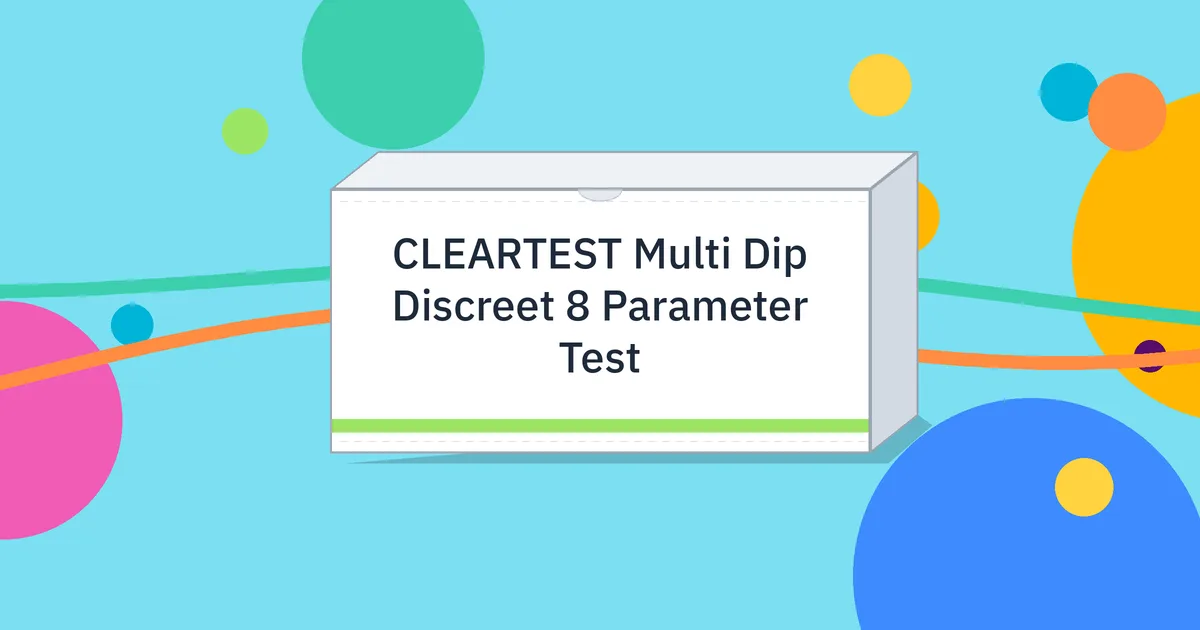 Symbolbild: Packung mit der Aufschrift CLEARTEST Multi Dip Discreet 8 Parameter Test (PZN 09751512) – Verfügbarkeit und Bezug in Apotheken in Frankfurt am Main