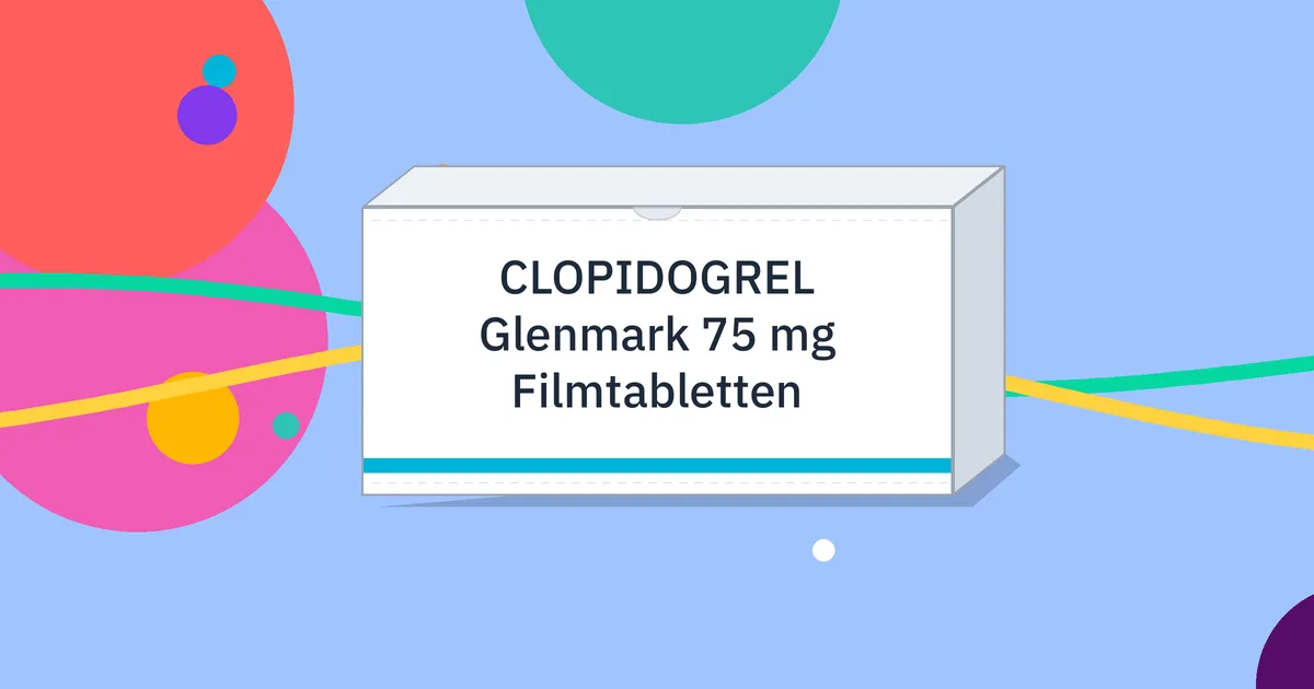 Symbolbild: Packung mit der Aufschrift CLOPIDOGREL Glenmark 75 mg Filmtabletten (PZN 16587421) – Verfügbarkeit und Bezug in Apotheken in Frankfurt am Main
