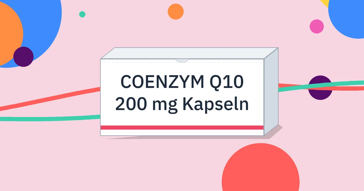 Symbolbild: Packung mit der Aufschrift COENZYM Q10 200 mg Kapseln (PZN 13565962) – Verfügbarkeit und Bezug in Apotheken in Frankfurt am Main