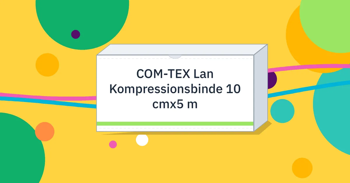 Symbolbild: Packung mit der Aufschrift COM-TEX Lan Kompressionsbinde 10 cmx5 m (PZN 04722983) – Verfügbarkeit und Bezug in Apotheken in Frankfurt am Main