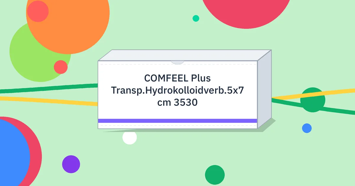 Symbolbild: Packung mit der Aufschrift COMFEEL Plus Transp.Hydrokolloidverb.5x7 cm 3530 (PZN 09292458) – Verfügbarkeit und Bezug in Apotheken in Frankfurt am Main