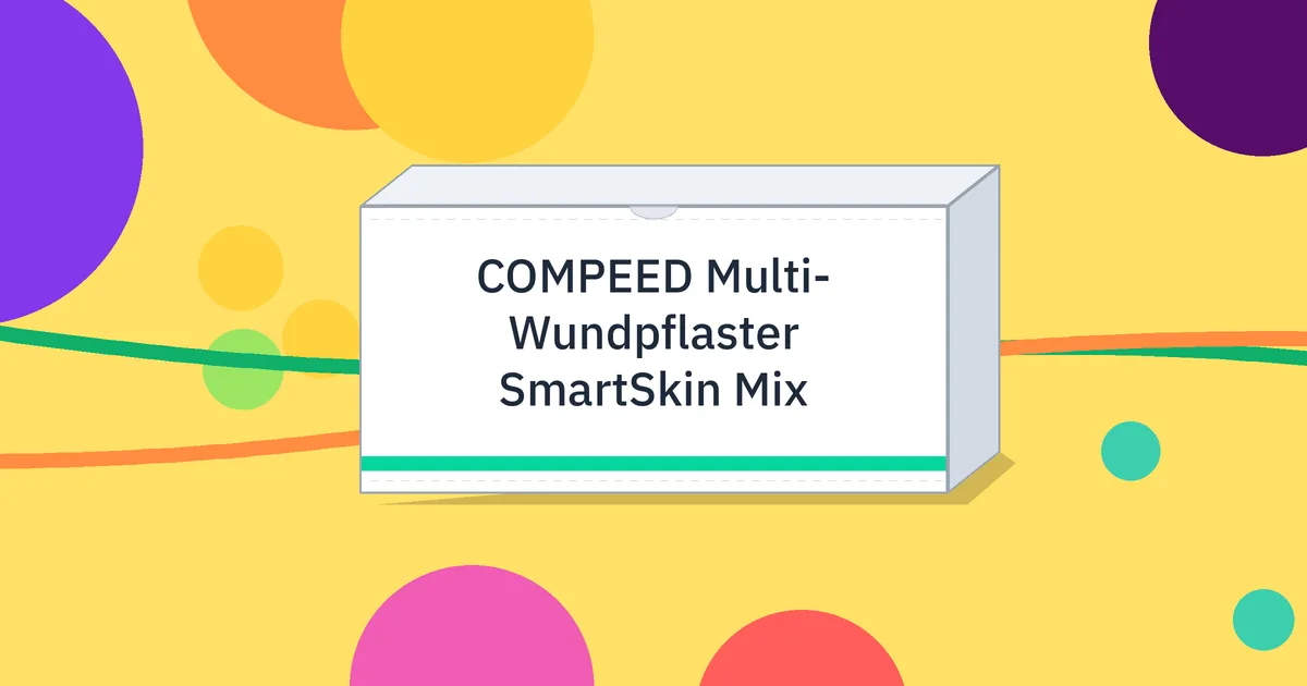 Symbolbild: Packung mit der Aufschrift COMPEED Multi-Wundpflaster SmartSkin Mix (PZN 20575547) – Verfügbarkeit und Bezug in Apotheken in Frankfurt am Main