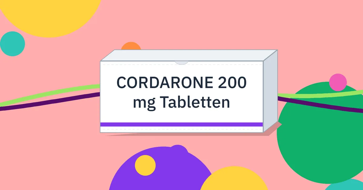Symbolbild: Packung mit der Aufschrift CORDARONE 200 mg Tabletten (PZN 16582211) – Verfügbarkeit und Bezug in Apotheken in Frankfurt am Main