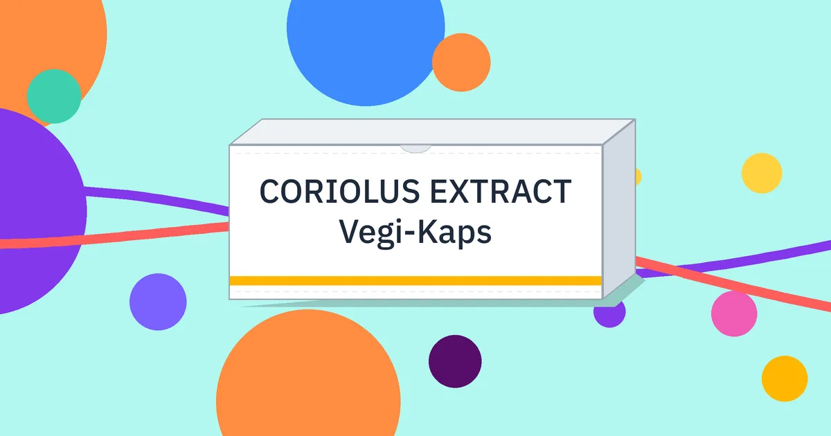 Symbolbild: Packung mit der Aufschrift CORIOLUS EXTRACT Vegi-Kaps (PZN 01220471) – Verfügbarkeit und Bezug in Apotheken in Frankfurt am Main