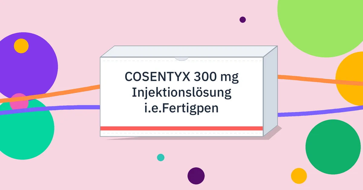 Symbolbild: Packung mit der Aufschrift COSENTYX 300 mg Injektionslösung i.e.Fertigpen (PZN 17756067) – Verfügbarkeit und Bezug in Apotheken in Frankfurt am Main
