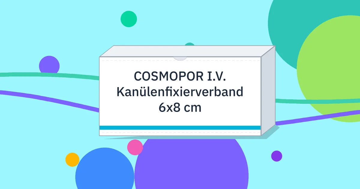 Symbolbild: Packung mit der Aufschrift COSMOPOR I.V. Kanülenfixierverband 6x8 cm (PZN 12577673) – Verfügbarkeit und Bezug in Apotheken in Frankfurt am Main