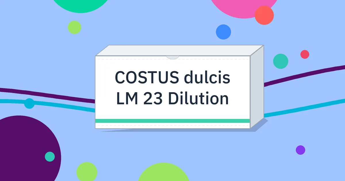 Symbolbild: Packung mit der Aufschrift COSTUS dulcis LM 23 Dilution (PZN 13455044) – Verfügbarkeit und Bezug in Apotheken in Frankfurt am Main