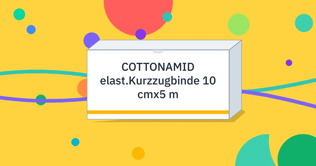 Symbolbild: Packung mit der Aufschrift COTTONAMID elast.Kurzzugbinde 10 cmx5 m (PZN 20364402) – Verfügbarkeit und Bezug in Apotheken in Frankfurt am Main