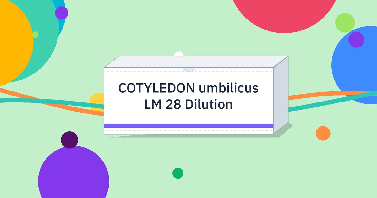 Symbolbild: Packung mit der Aufschrift COTYLEDON umbilicus LM 28 Dilution (PZN 13456032) – Verfügbarkeit und Bezug in Apotheken in Frankfurt am Main