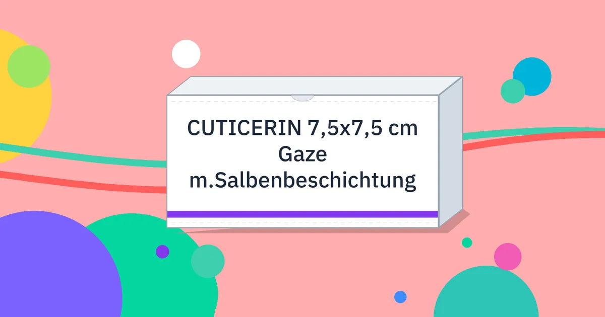 Symbolbild: Packung mit der Aufschrift CUTICERIN 7,5x7,5 cm Gaze m.Salbenbeschichtung (PZN 15302238) – Verfügbarkeit und Bezug in Apotheken in Frankfurt am Main