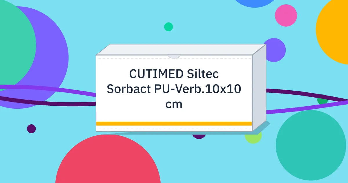 Symbolbild: Packung mit der Aufschrift CUTIMED Siltec Sorbact PU-Verb.10x10 cm (PZN 16828675) – Verfügbarkeit und Bezug in Apotheken in Frankfurt am Main