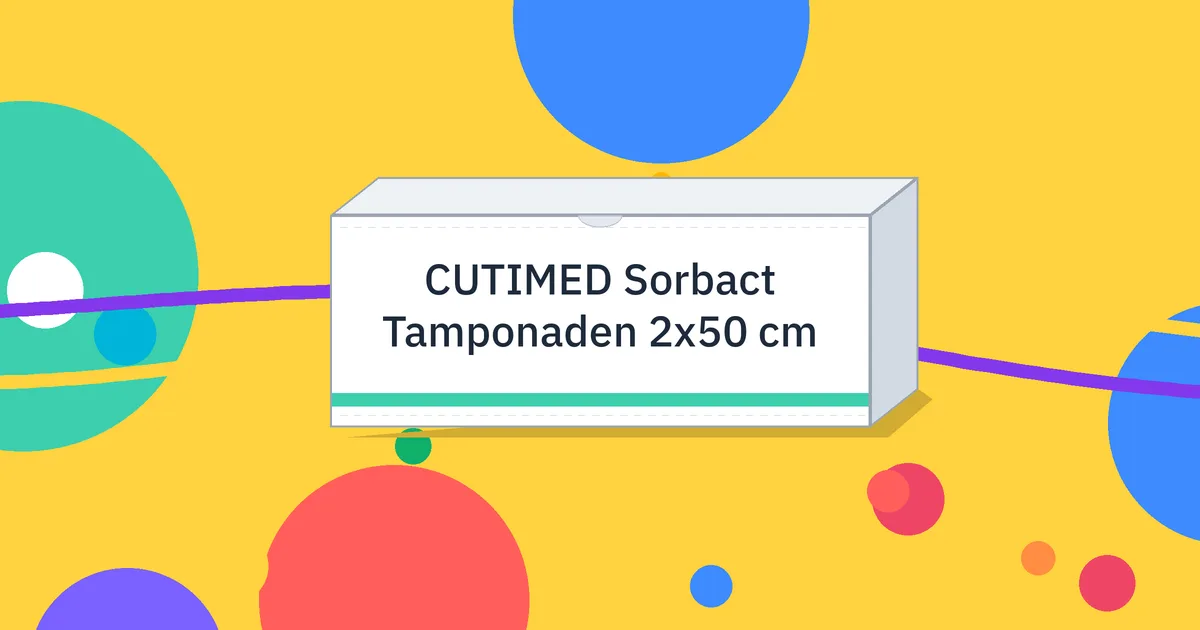 Symbolbild: Packung mit der Aufschrift CUTIMED Sorbact Tamponaden 2x50 cm (PZN 16027231) – Verfügbarkeit und Bezug in Apotheken in Frankfurt am Main