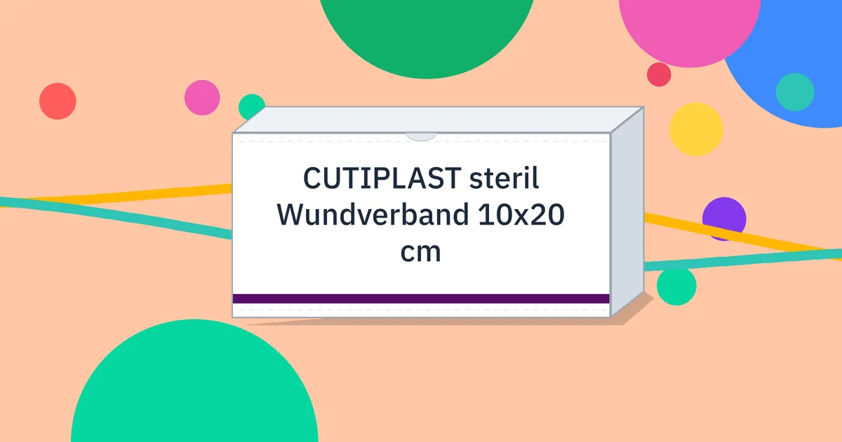 Symbolbild: Packung mit der Aufschrift CUTIPLAST steril Wundverband 10x20 cm (PZN 05102337) – Verfügbarkeit und Bezug in Apotheken in Frankfurt am Main