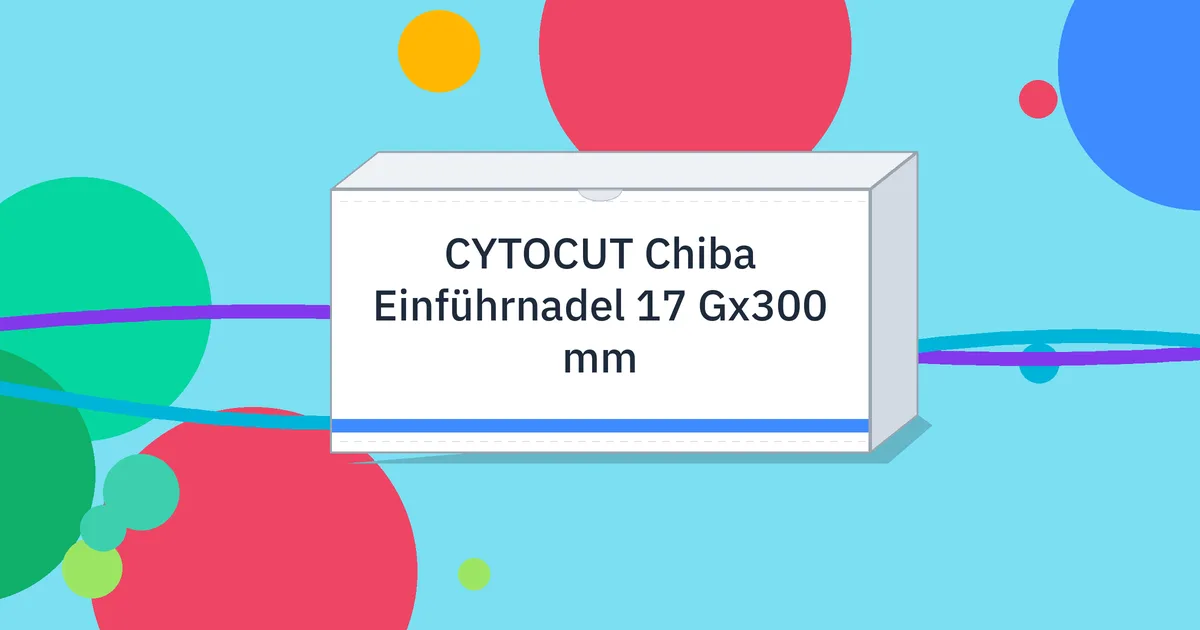 Symbolbild: Packung mit der Aufschrift CYTOCUT Chiba Einführnadel 17 Gx300 mm (PZN 16919142) – Verfügbarkeit und Bezug in Apotheken in Frankfurt am Main