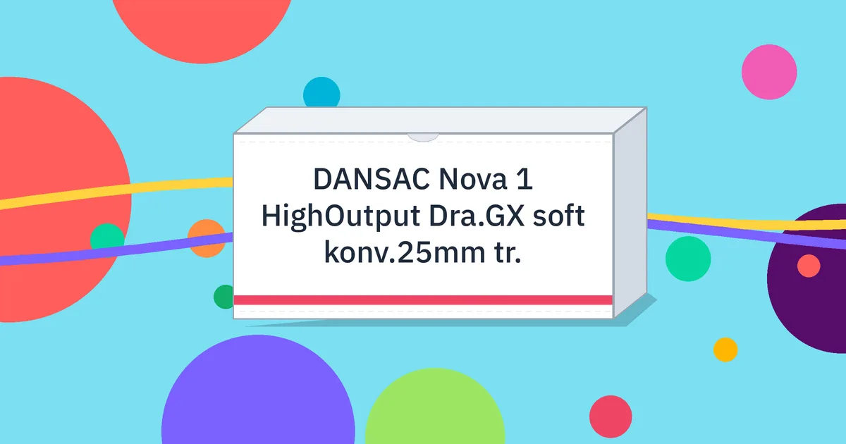 Symbolbild: Packung mit der Aufschrift DANSAC Nova 1 HighOutput Dra.GX soft konv.25mm tr. (PZN 12585224) – Verfügbarkeit und Bezug in Apotheken in Frankfurt am Main