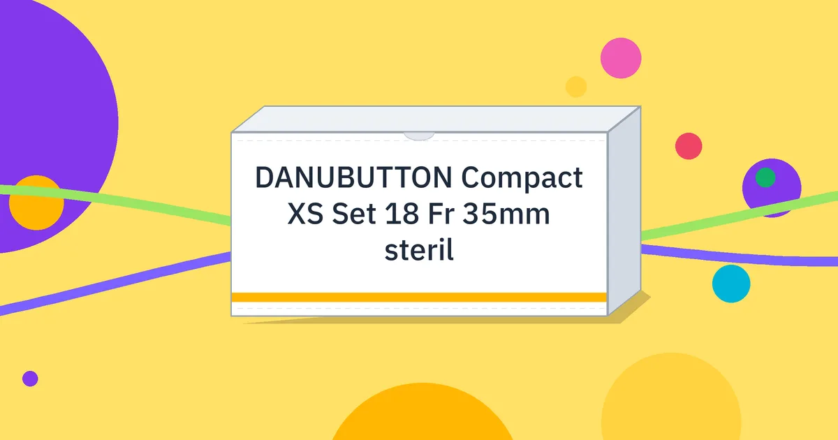Symbolbild: Packung mit der Aufschrift DANUBUTTON Compact XS Set 18 Fr 35mm steril (PZN 19853076) – Verfügbarkeit und Bezug in Apotheken in Frankfurt am Main