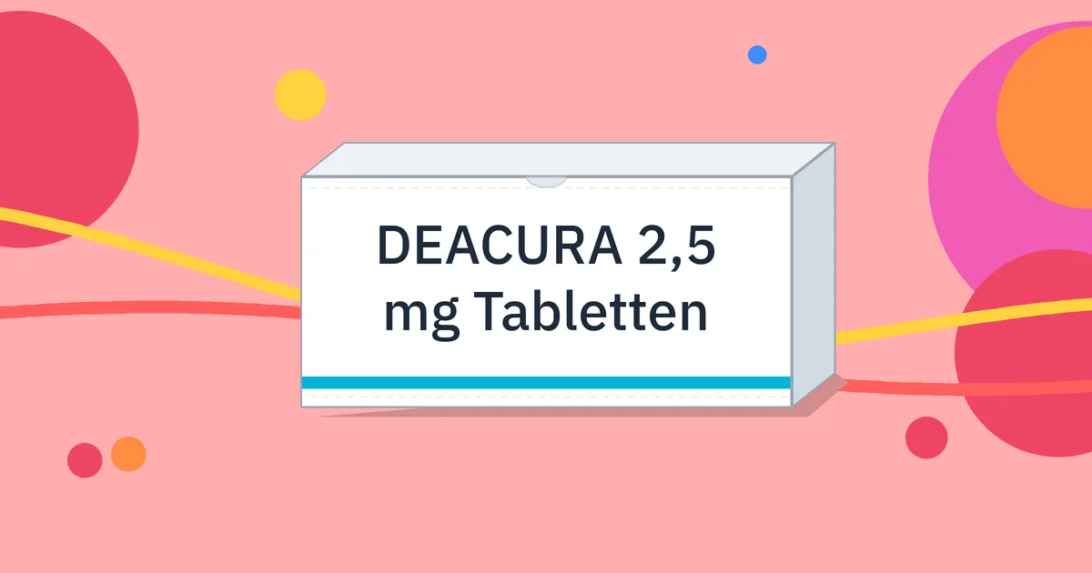 Symbolbild: Packung mit der Aufschrift DEACURA 2,5 mg Tabletten (PZN 00451501) – Verfügbarkeit und Bezug in Apotheken in Frankfurt am Main