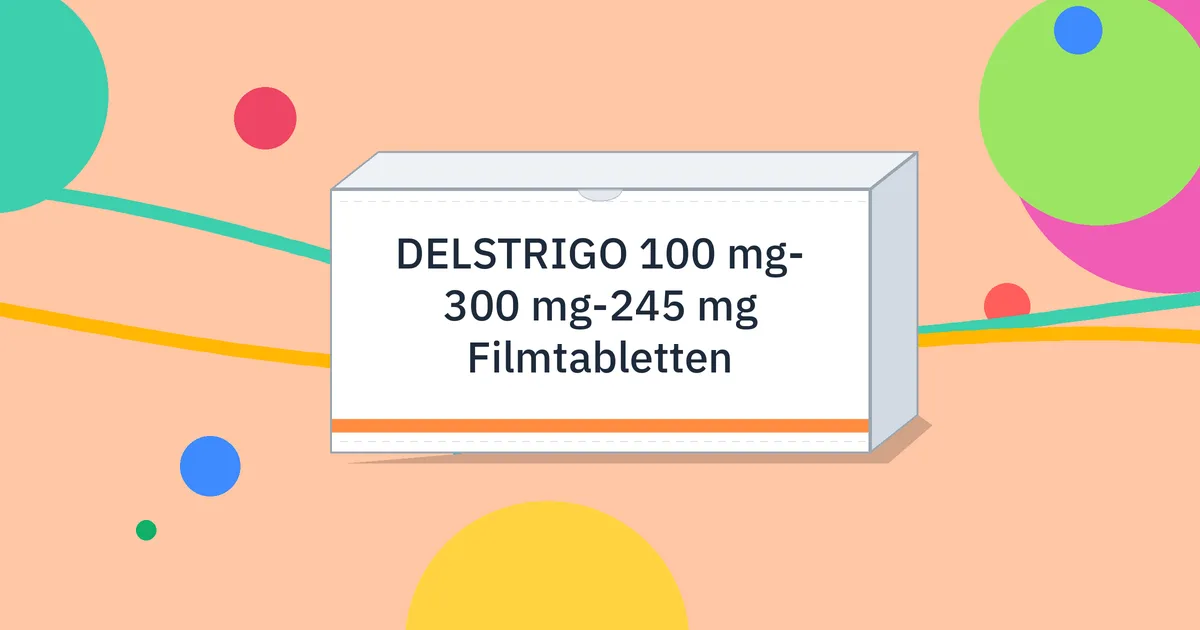 Symbolbild: Packung mit der Aufschrift DELSTRIGO 100 mg-300 mg-245 mg Filmtabletten (PZN 16616915) – Verfügbarkeit und Bezug in Apotheken in Frankfurt am Main
