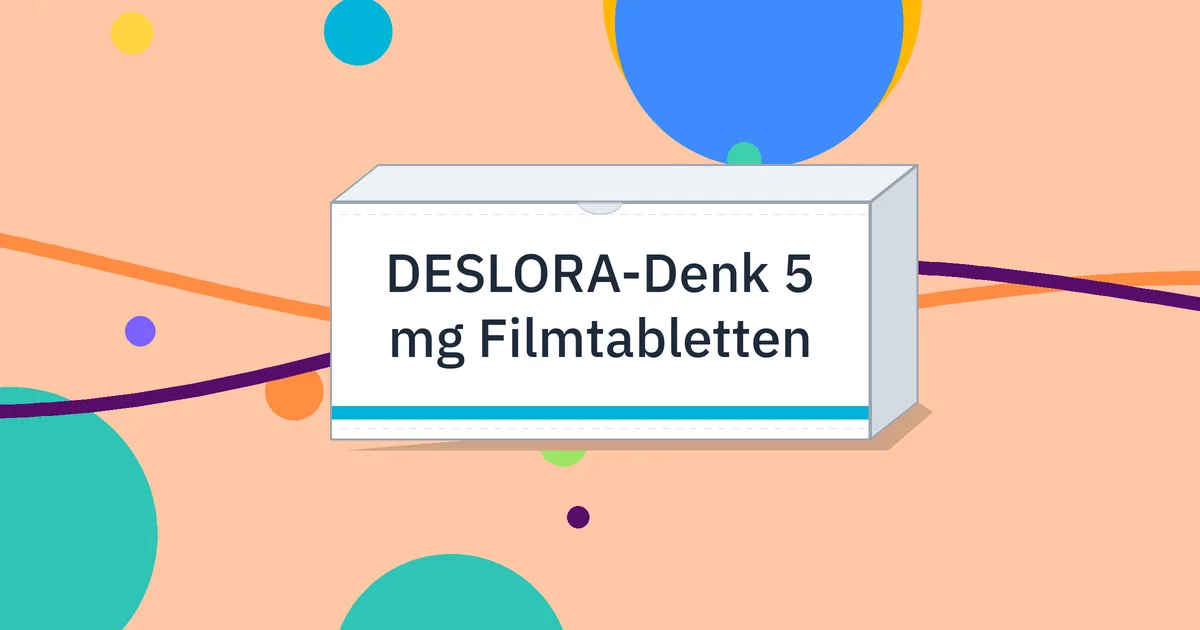 Symbolbild: Packung mit der Aufschrift DESLORA-Denk 5 mg Filmtabletten (PZN 16606199) – Verfügbarkeit und Bezug in Apotheken in Frankfurt am Main