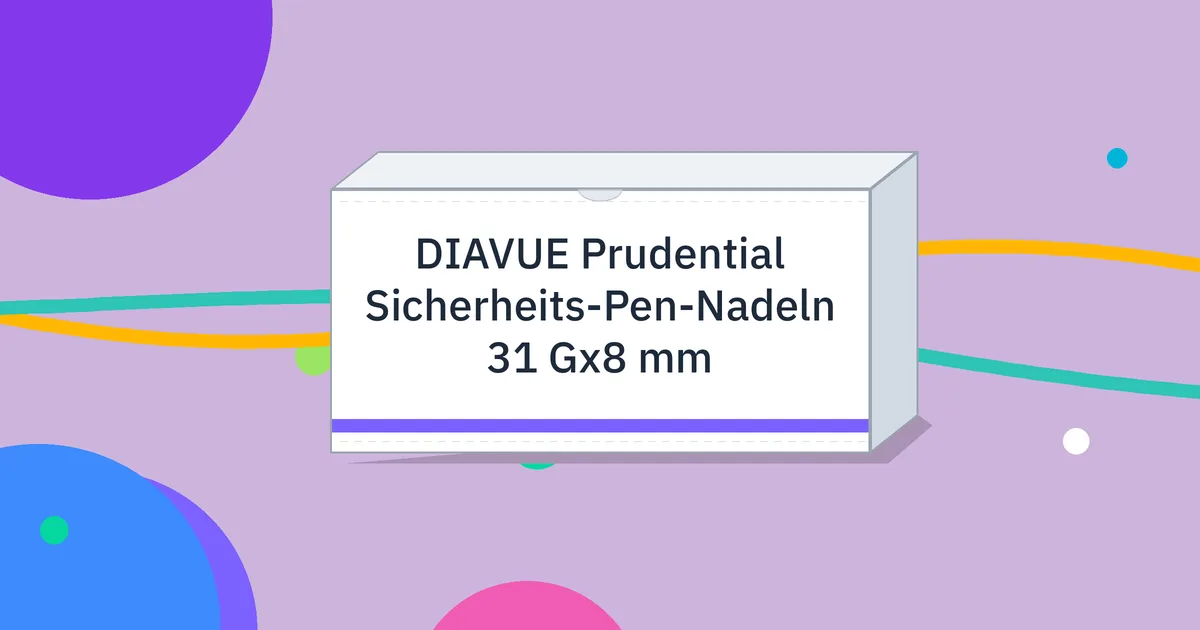 Symbolbild: Packung mit der Aufschrift DIAVUE Prudential Sicherheits-Pen-Nadeln 31 Gx8 mm (PZN 08738521) – Verfügbarkeit und Bezug in Apotheken in Frankfurt am Main