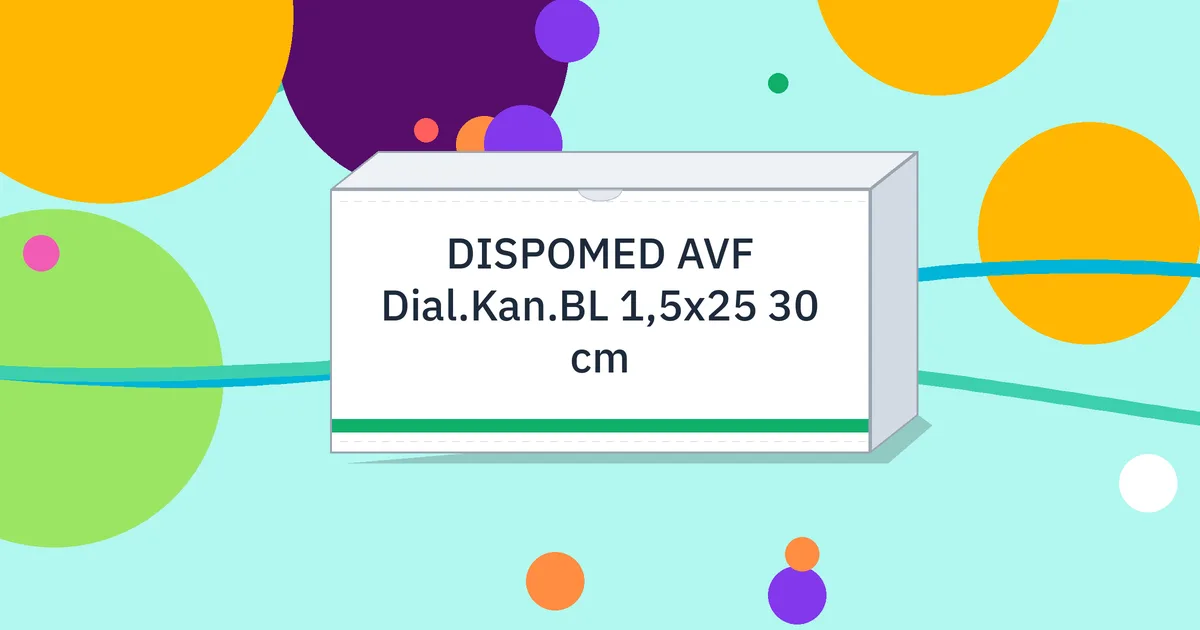 Symbolbild: Packung mit der Aufschrift DISPOMED AVF Dial.Kan.BL 1,5x25 30 cm (PZN 00268576) – Verfügbarkeit und Bezug in Apotheken in Frankfurt am Main
