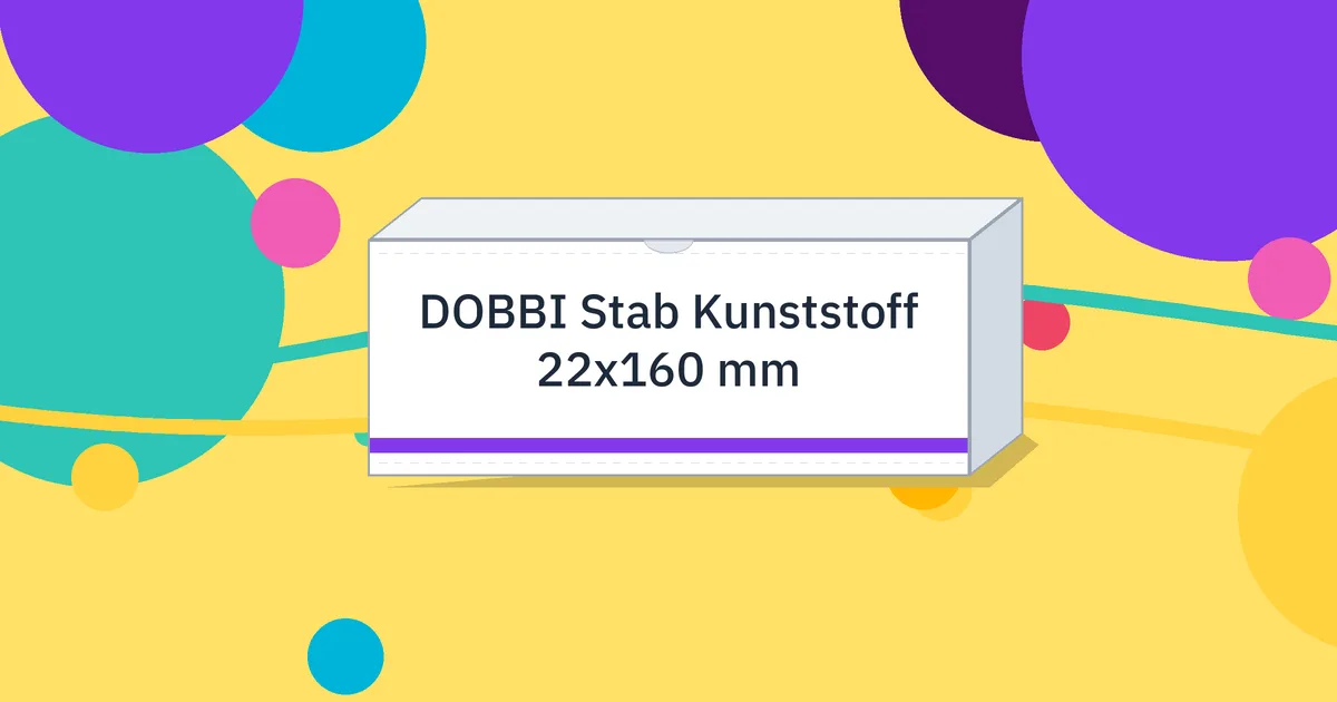 Symbolbild: Packung mit der Aufschrift DOBBI Stab Kunststoff 22x160 mm (PZN 05451919) – Verfügbarkeit und Bezug in Apotheken in Frankfurt am Main