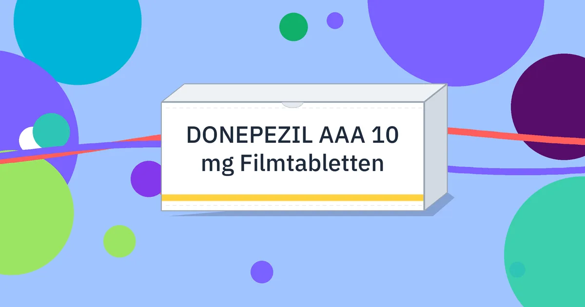 Symbolbild: Packung mit der Aufschrift DONEPEZIL AAA 10 mg Filmtabletten (PZN 08878943) – Verfügbarkeit und Bezug in Apotheken in Frankfurt am Main