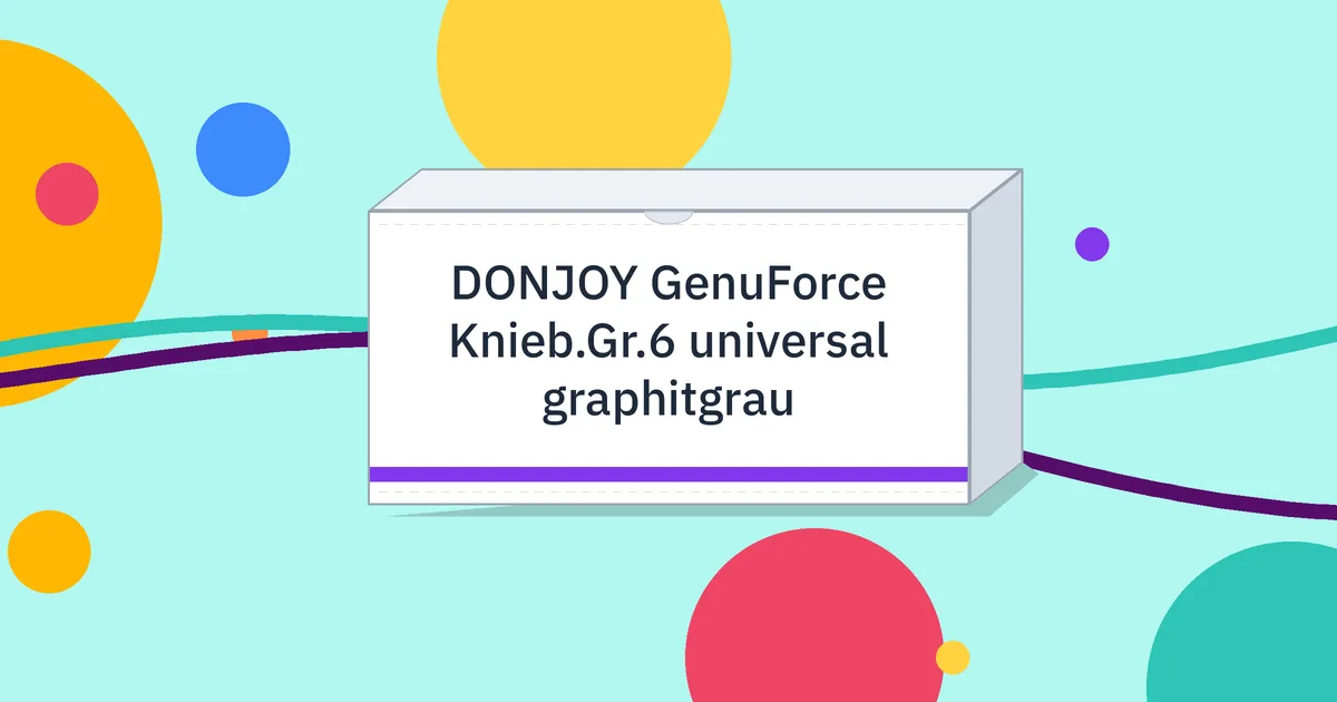 Symbolbild: Packung mit der Aufschrift DONJOY GenuForce Knieb.Gr.6 universal graphitgrau (PZN 18668721) – Verfügbarkeit und Bezug in Apotheken in Frankfurt am Main