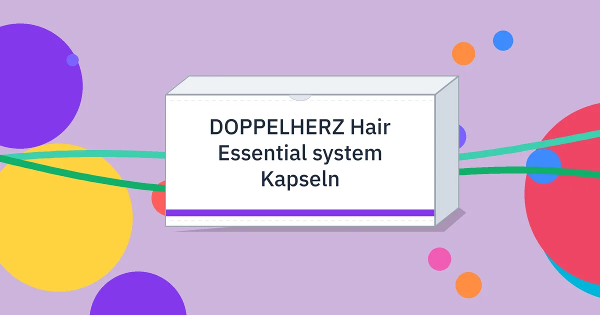 Symbolbild: Packung mit der Aufschrift DOPPELHERZ Hair Essential system Kapseln (PZN 20087724) – Verfügbarkeit und Bezug in Apotheken in Frankfurt am Main