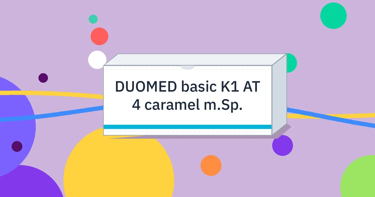 Symbolbild: Packung mit der Aufschrift DUOMED basic K1 AT 4 caramel m.Sp. (PZN 20902590) – Verfügbarkeit und Bezug in Apotheken in Frankfurt am Main