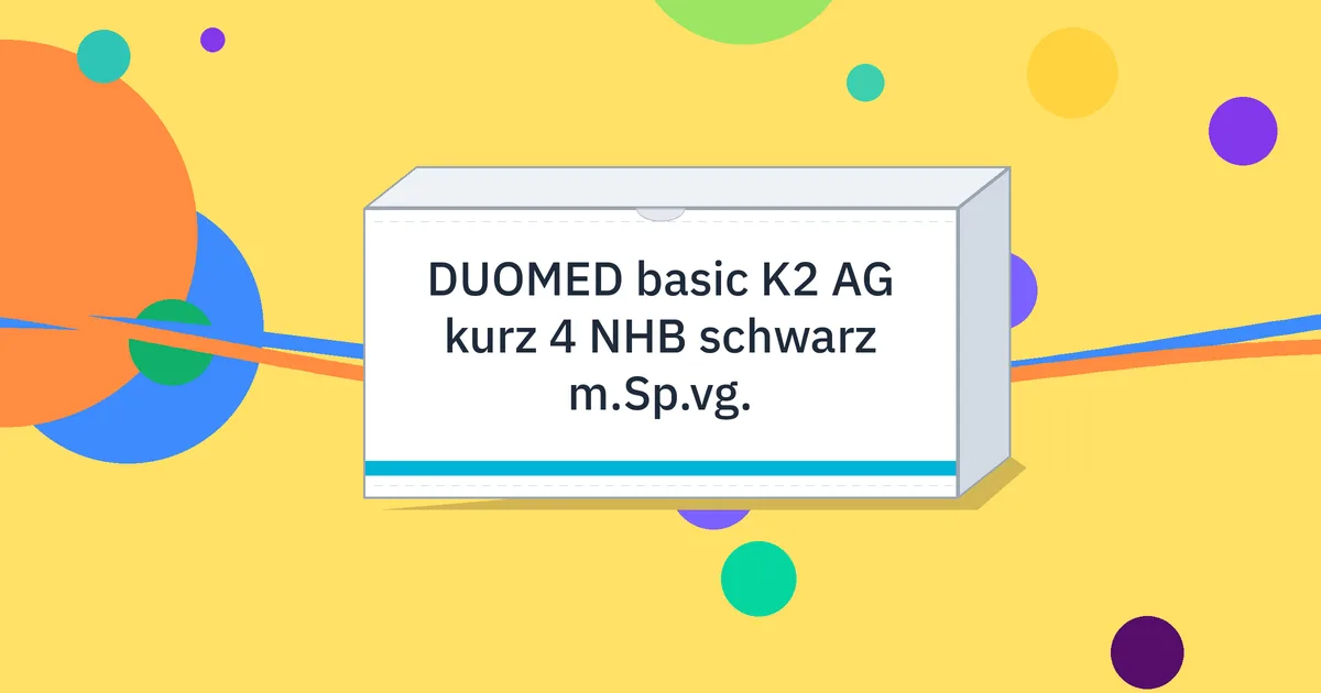 Symbolbild: Packung mit der Aufschrift DUOMED basic K2 AG kurz 4 NHB schwarz m.Sp.vg. (PZN 20908262) – Verfügbarkeit und Bezug in Apotheken in Frankfurt am Main
