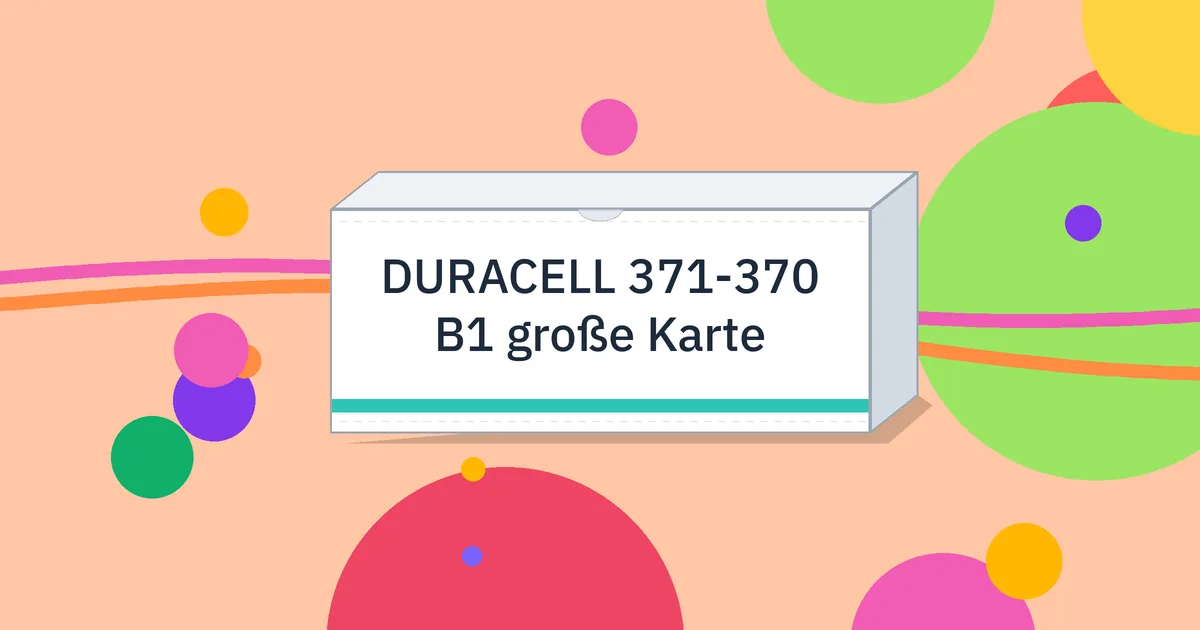 Symbolbild: Packung mit der Aufschrift DURACELL 371-370 B1 große Karte (PZN 10256373) – Verfügbarkeit und Bezug in Apotheken in Frankfurt am Main