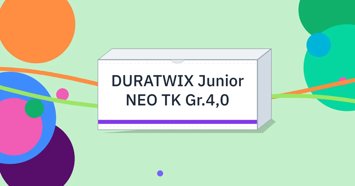 Symbolbild: Packung mit der Aufschrift DURATWIX Junior NEO TK Gr.4,0 (PZN 17156580) – Verfügbarkeit und Bezug in Apotheken in Frankfurt am Main