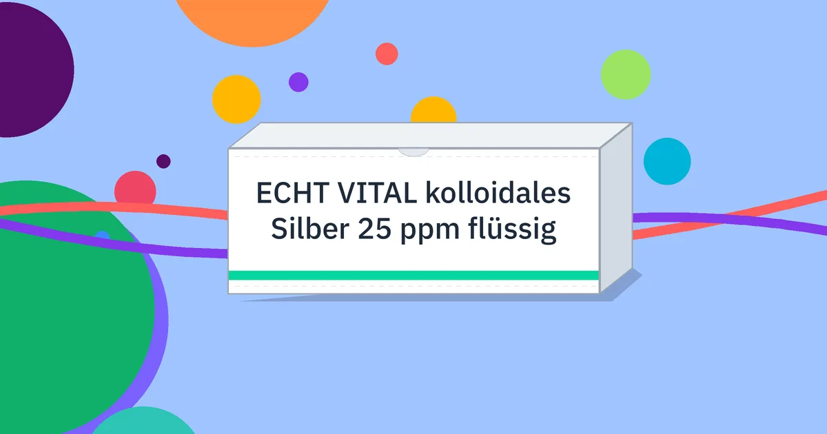Symbolbild: Packung mit der Aufschrift ECHT VITAL kolloidales Silber 25 ppm flüssig (PZN 12416125) – Verfügbarkeit und Bezug in Apotheken in Frankfurt am Main