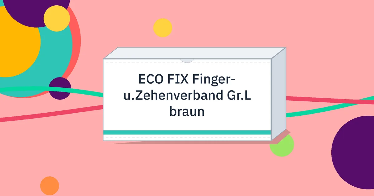 Symbolbild: Packung mit der Aufschrift ECO FIX Finger- u.Zehenverband Gr.L braun (PZN 10395643) – Verfügbarkeit und Bezug in Apotheken in Frankfurt am Main