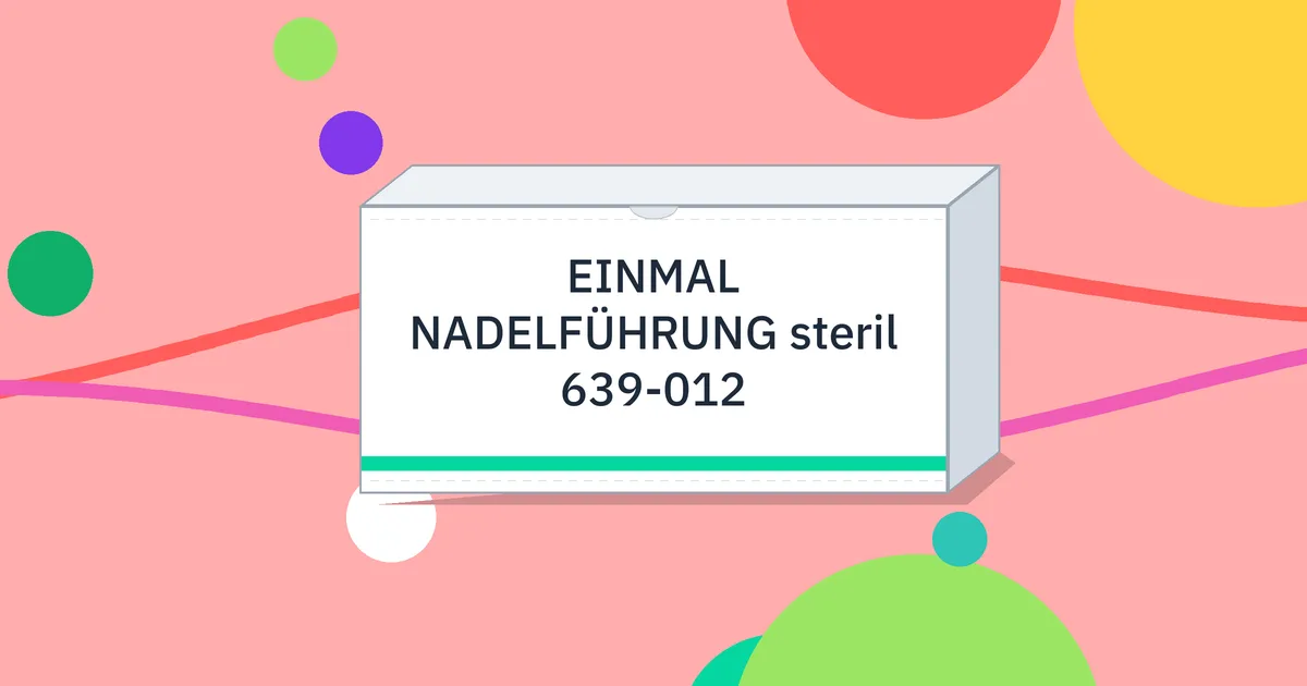 Symbolbild: Packung mit der Aufschrift EINMAL NADELFÜHRUNG steril 639-012 (PZN 16258456) – Verfügbarkeit und Bezug in Apotheken in Frankfurt am Main