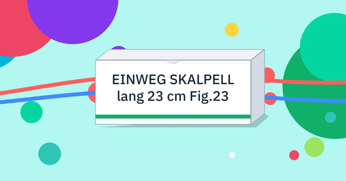 Symbolbild: Packung mit der Aufschrift EINWEG SKALPELL lang 23 cm Fig.23 (PZN 09291051) – Verfügbarkeit und Bezug in Apotheken in Frankfurt am Main