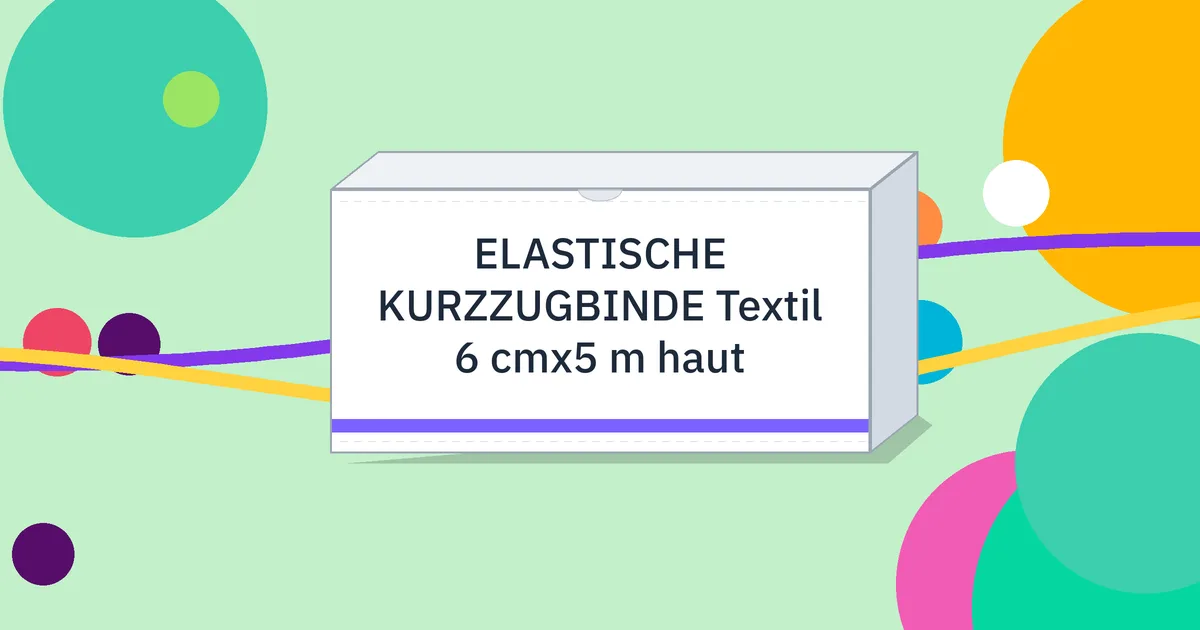 Symbolbild: Packung mit der Aufschrift ELASTISCHE KURZZUGBINDE Textil 6 cmx5 m haut (PZN 10406683) – Verfügbarkeit und Bezug in Apotheken in Frankfurt am Main
