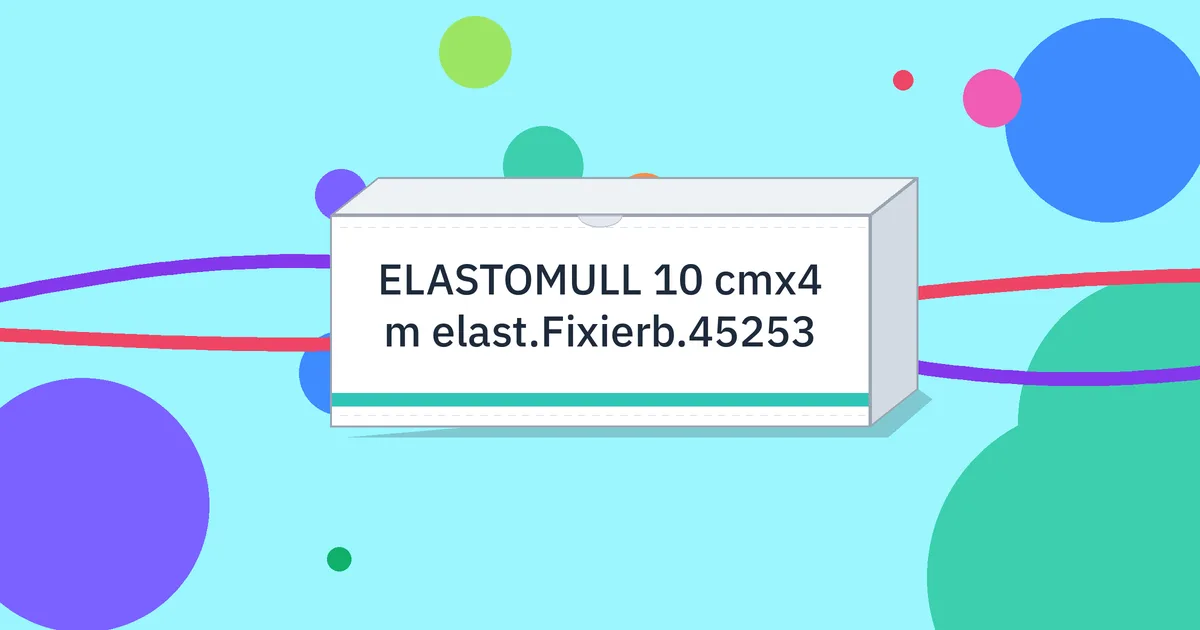 Symbolbild: Packung mit der Aufschrift ELASTOMULL 10 cmx4 m elast.Fixierb.45253 (PZN 15886529) – Verfügbarkeit und Bezug in Apotheken in Frankfurt am Main